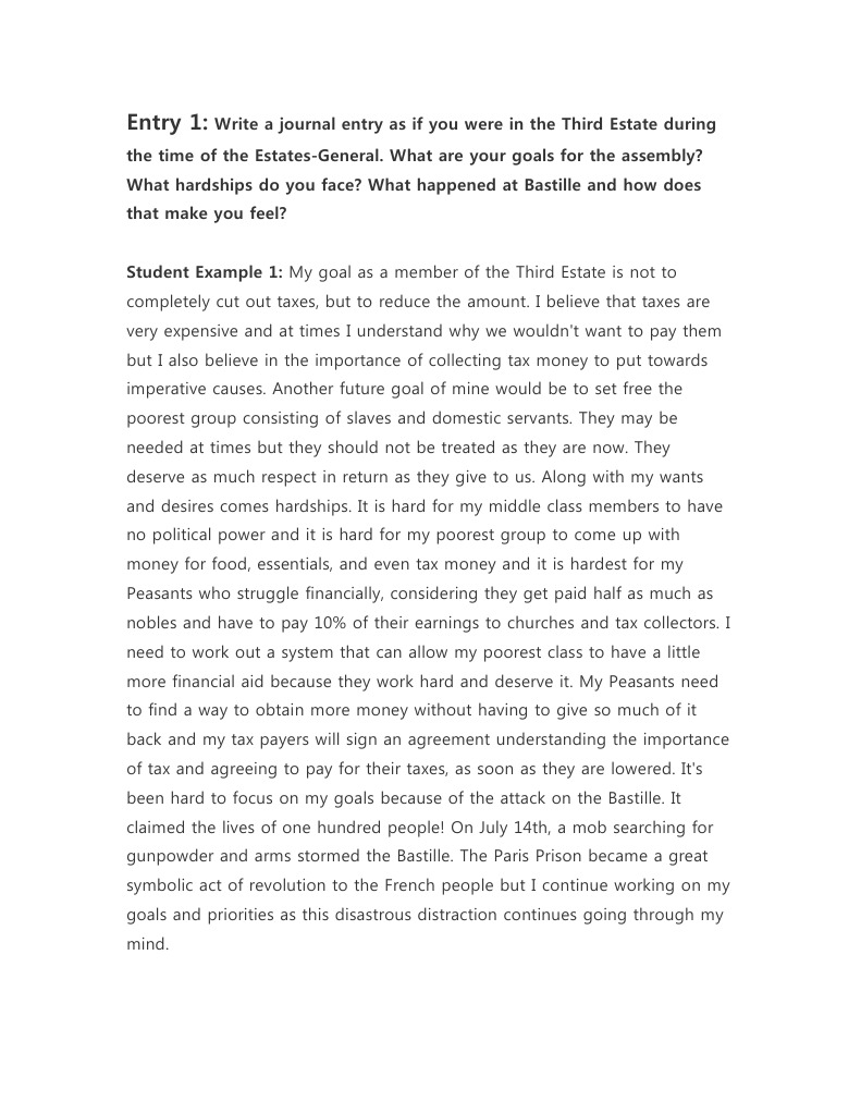 French Revolution Journal Topics and Student Examples | PDF | French ...