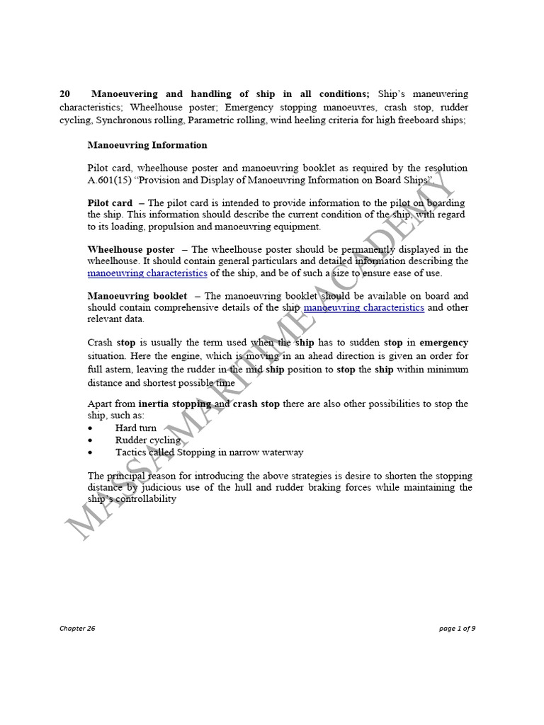 26 Manoeuvring of Vessel in All Conditions | PDF | Ships | Shipping
