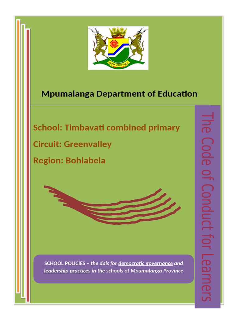 Learner Code of Conduct for Timbavati School | PDF | Teachers | Learning