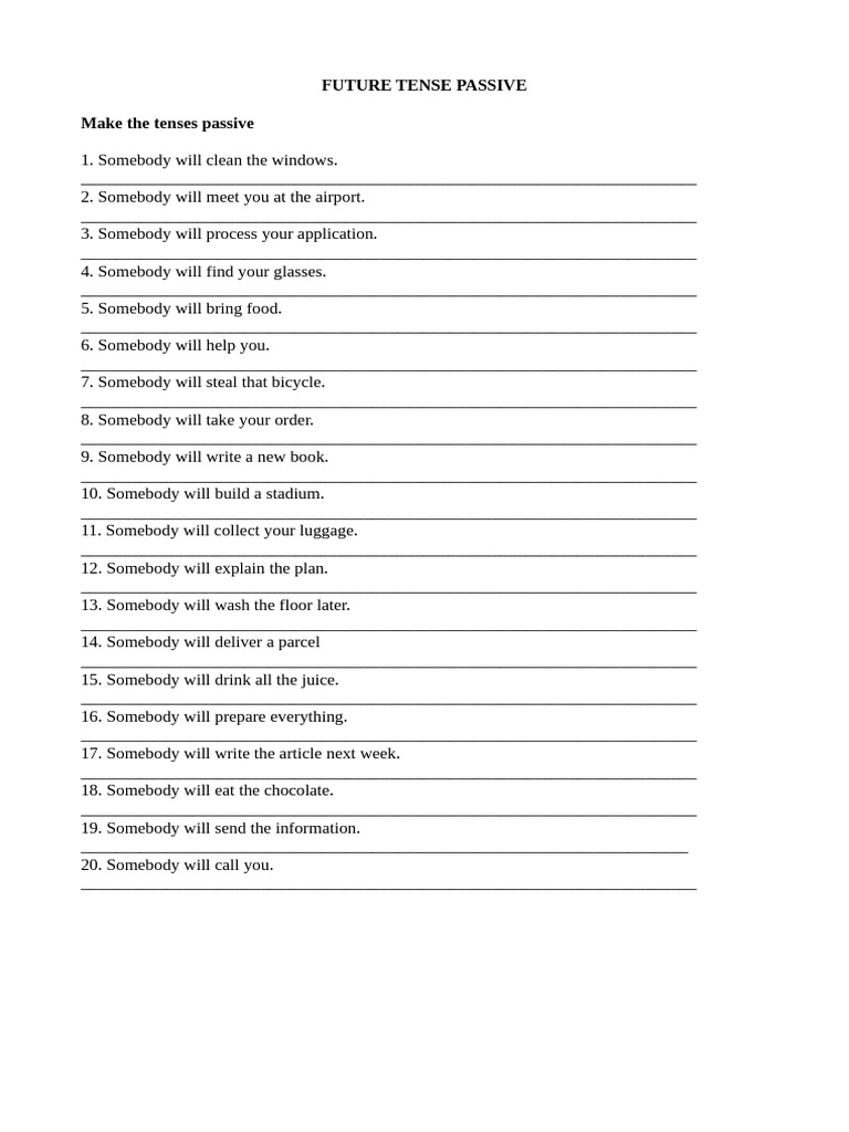 Future Simple Passive Voice Exercises | PDF