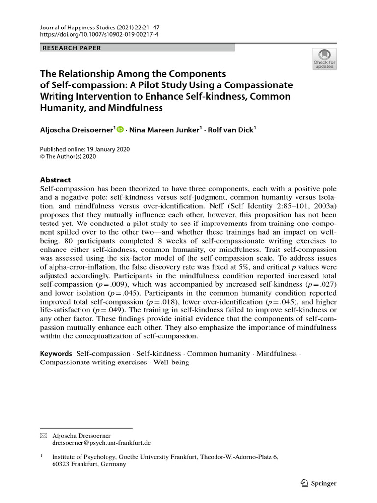 Paper 1 - Relationship Among The Components of Self-Compassion | PDF ...