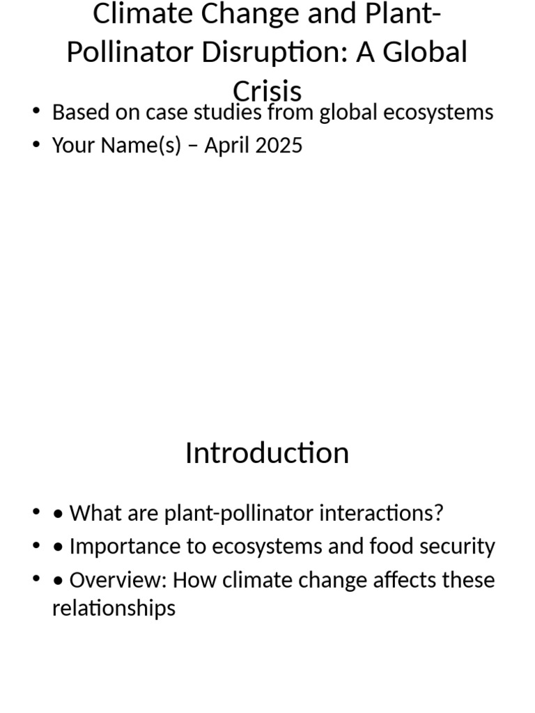 Climate Change Plant Pollinators Presentation | PDF