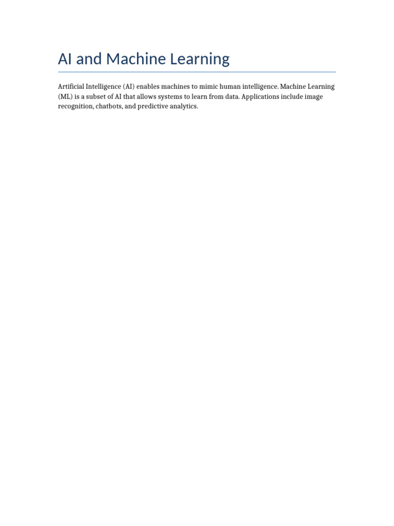AI and Machine Learning | PDF