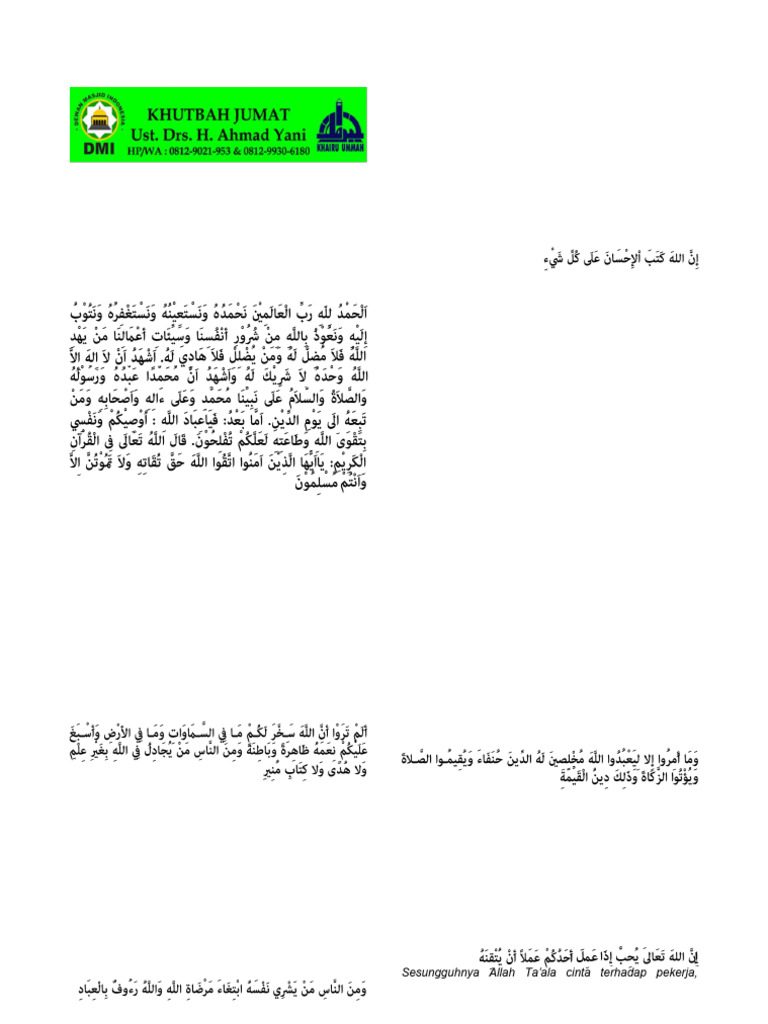 Niat dan Amal Ihsan dalam Kehidupan | PDF