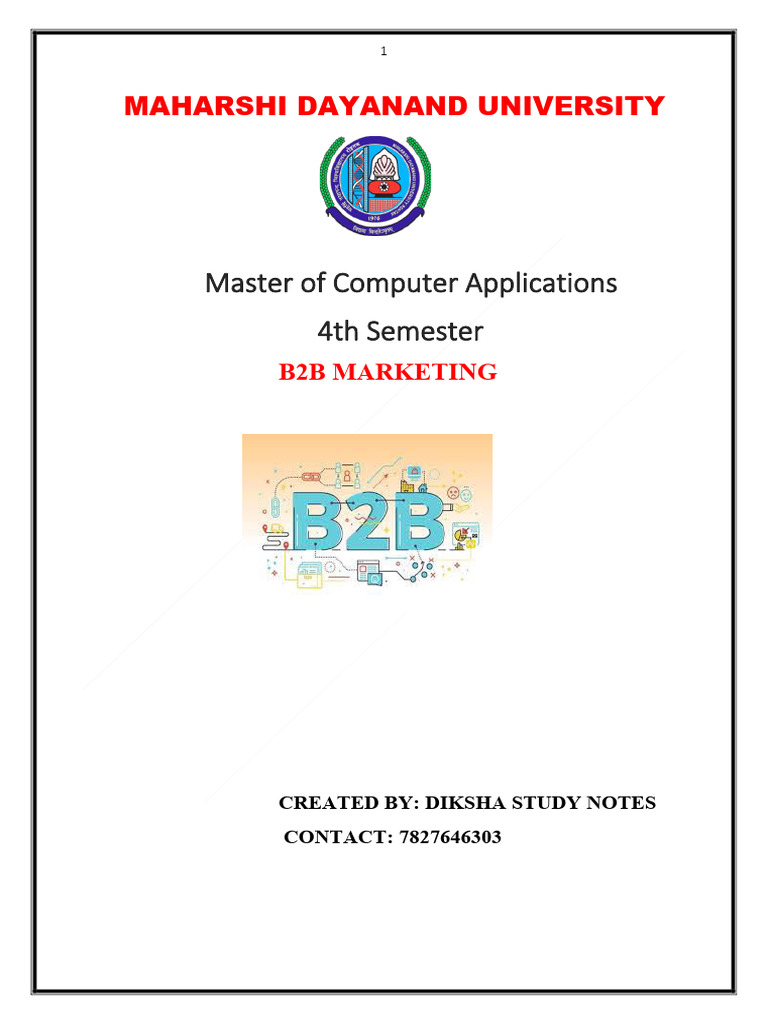 MDU MBA 4th Semester B2B Marketing | PDF | Marketing | Procurement