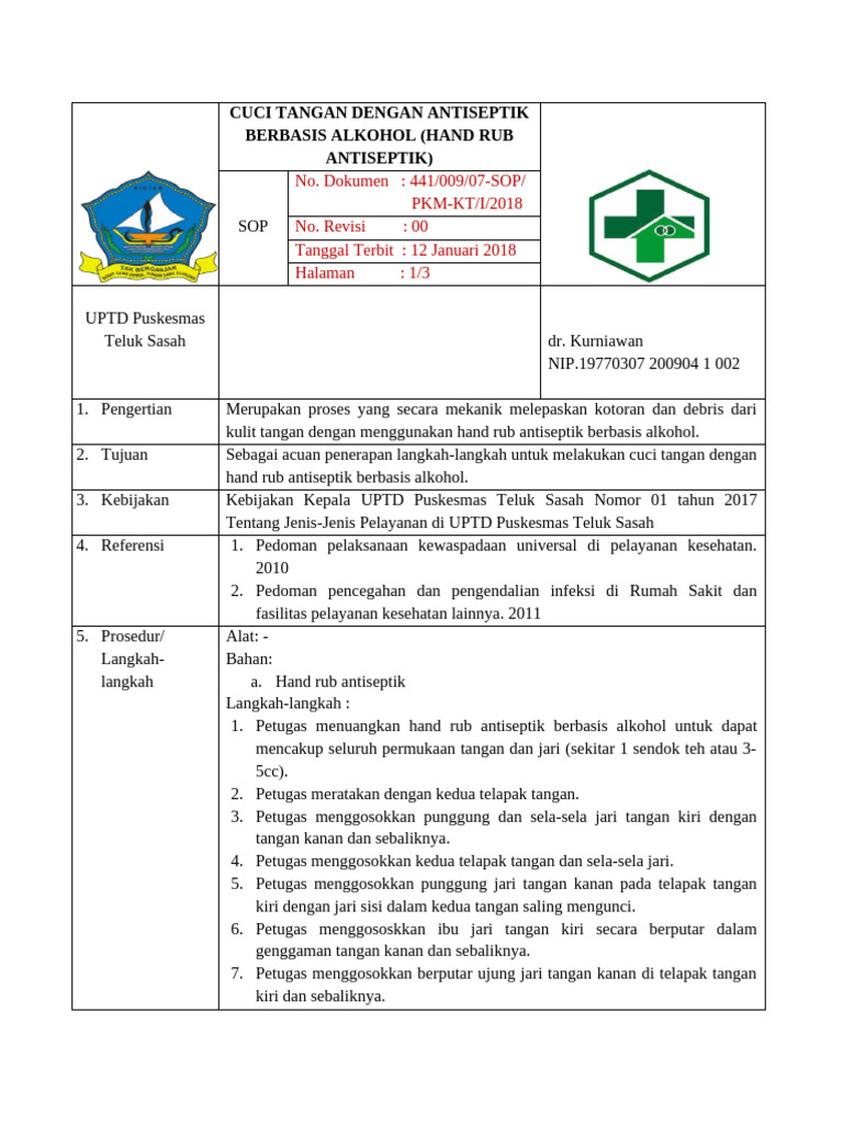 Sop Cuci Tangan Dengan Hand Rub | PDF