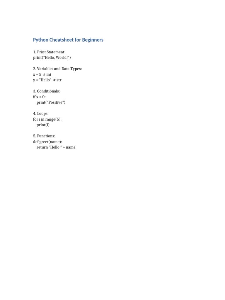 Python Cheatsheet | PDF