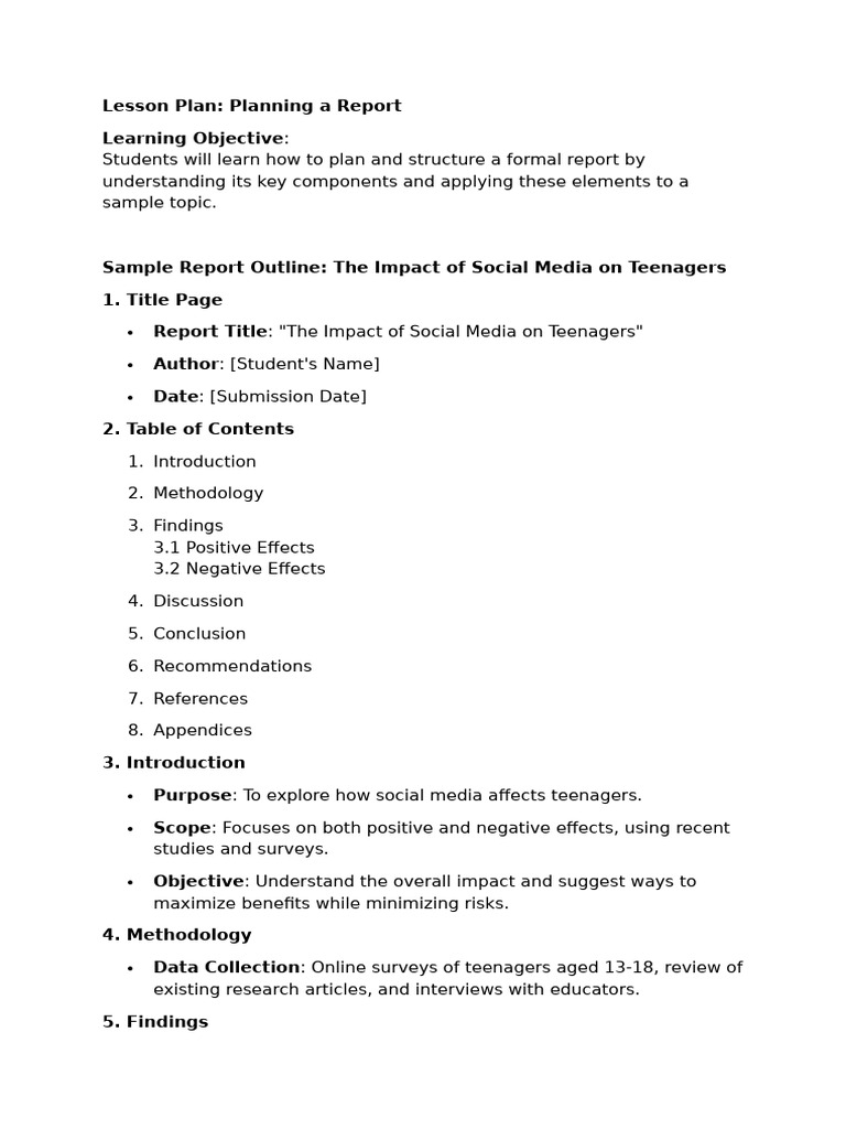 Report Writing Lesson Plan for Teens | PDF | Social Media | Popular ...