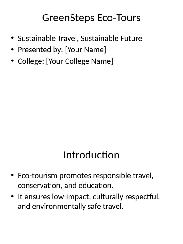 EcoTourism BusinessModel Presentation | PDF