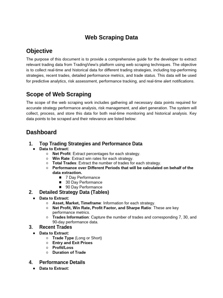 Trading Strategies Web Scraping Documentation | PDF | Data | Performance Indicator
