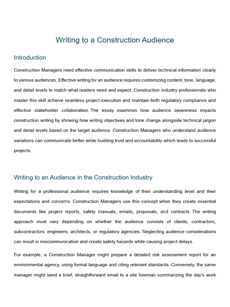 Construction Writing for Diverse Audiences | PDF | Safety ...
