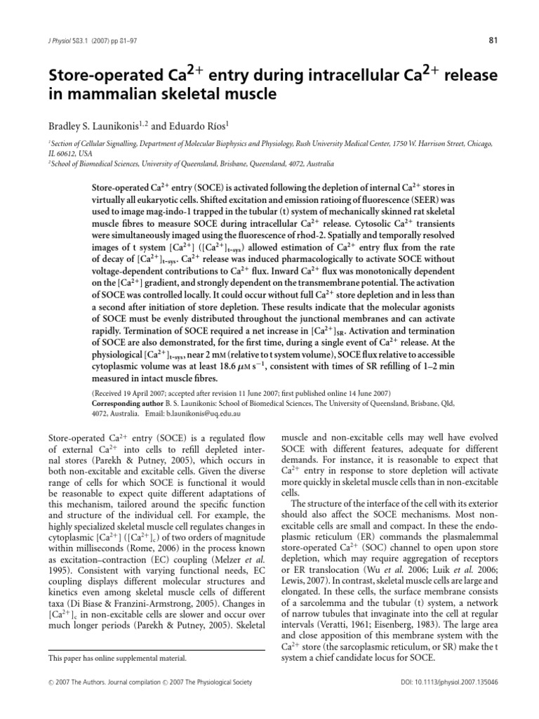 The Journal of Physiology - 2007 - Launikonis - Store Operated Ca2 ...
