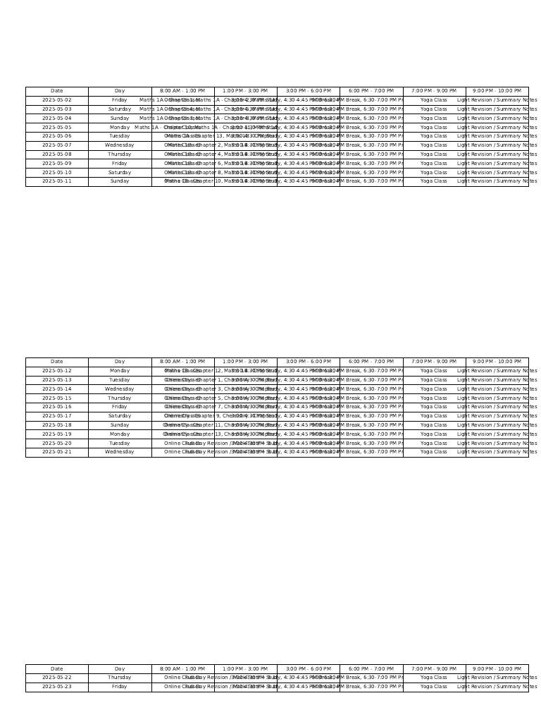 Refreshed Improvement Timetable | PDF