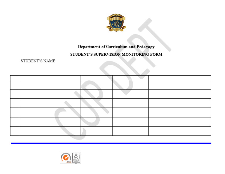 Student's Supervision Monitoring Form | PDF