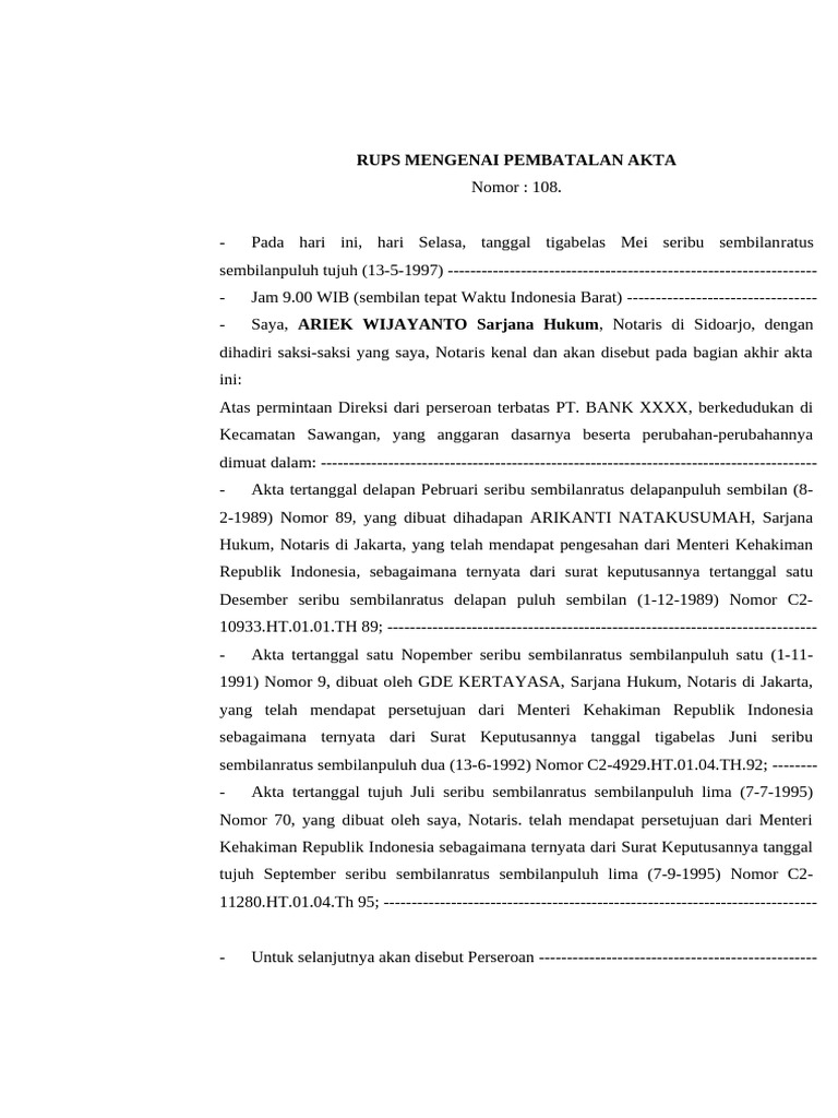 01rups Mengenai Pembatalan Akta | PDF