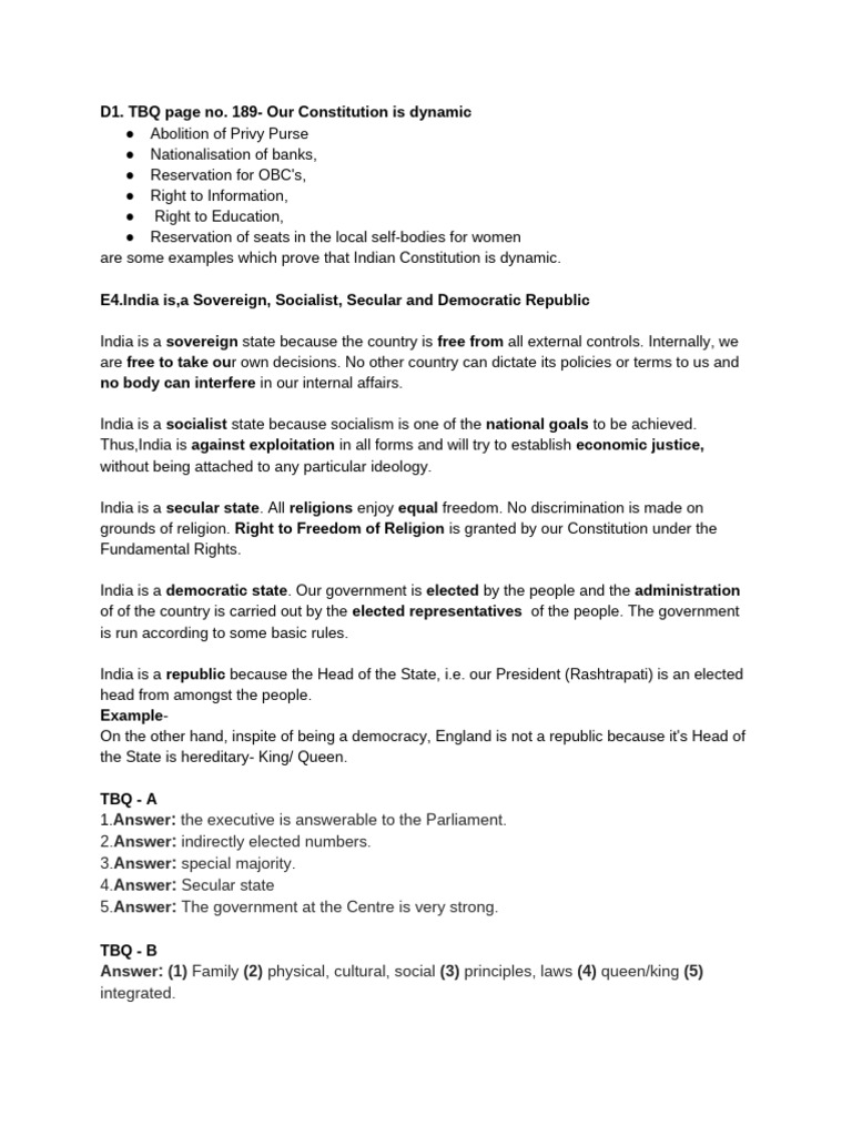 India Is, A Sovereign, Socialist, Secular and Democratic Republic | PDF ...