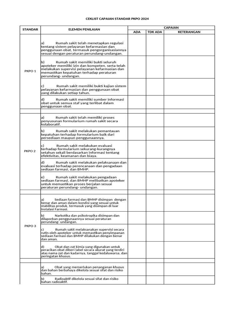 Capaian Pokja Pkpo 2024 | PDF