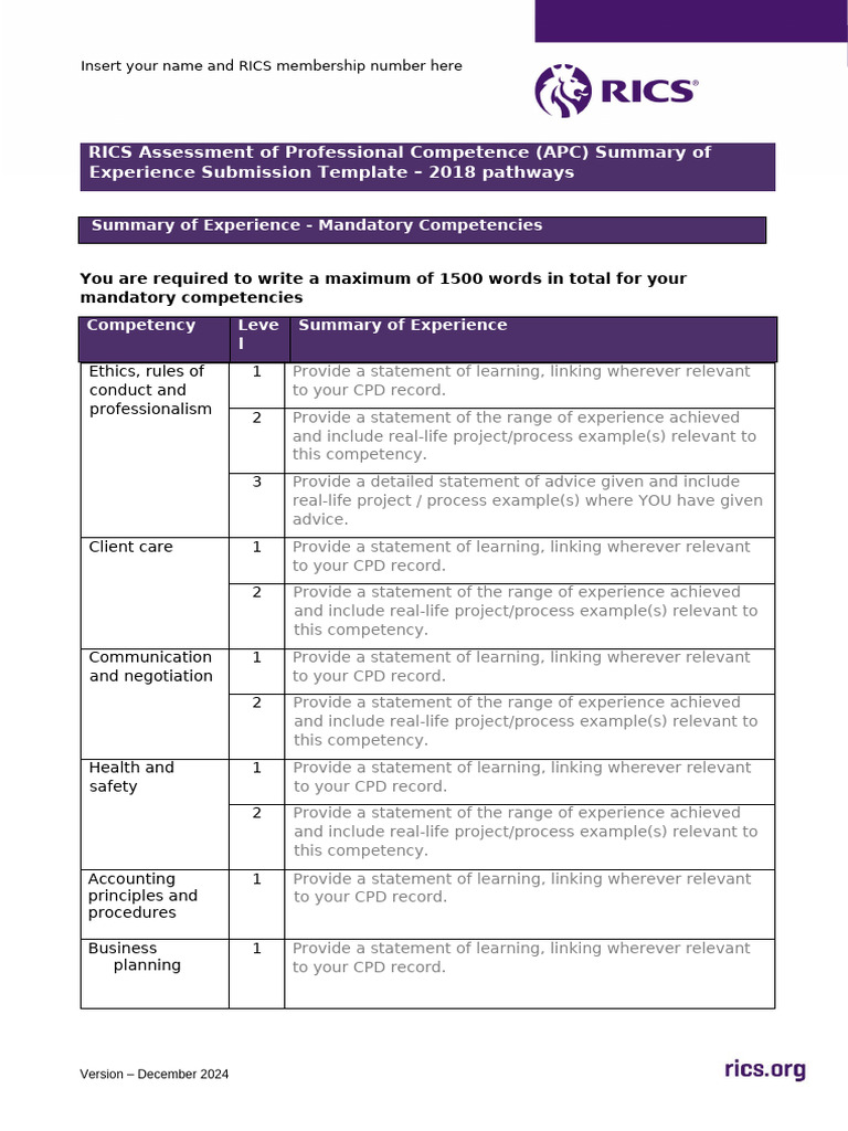 APC SOE Template 2018 Pathways Dec 2024 | PDF
