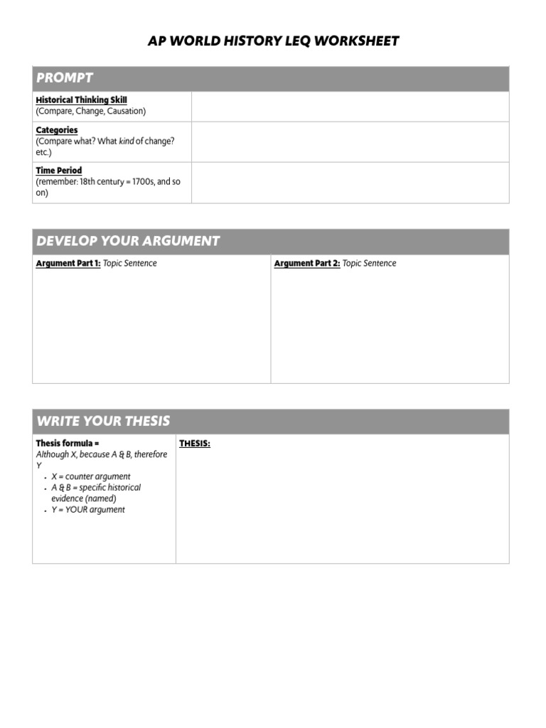 AP World History LEQ Outline Guide | PDF