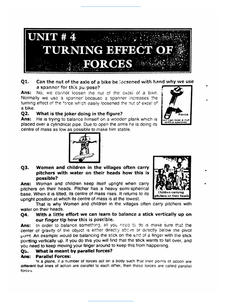 9th Physics Notes Chapter 4 Turning Effect of Forces Notes Eng Medium ...