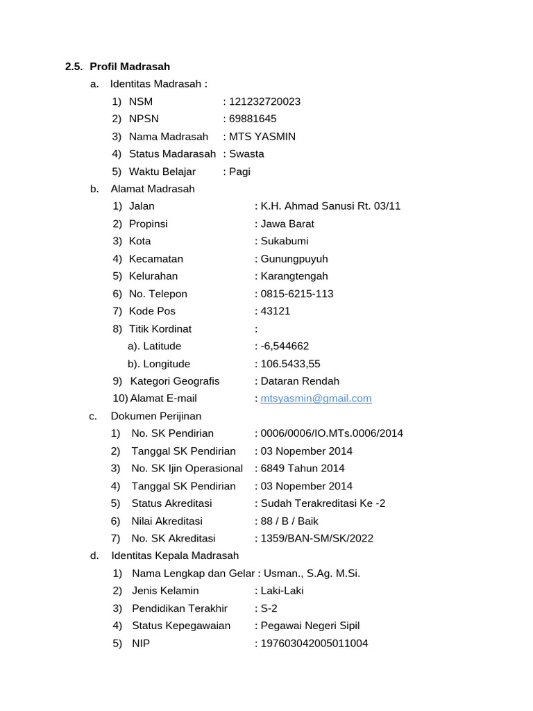 Profil Madrasah | PDF