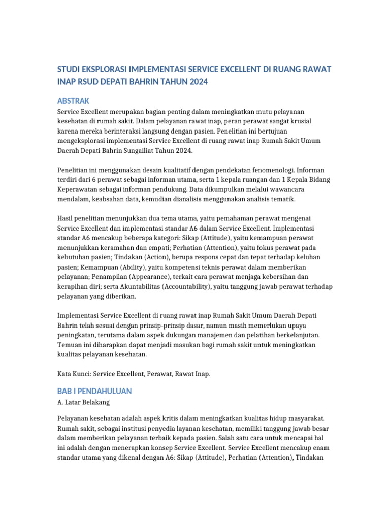 Implementasi Service Excellent di RSUD 2024 | PDF
