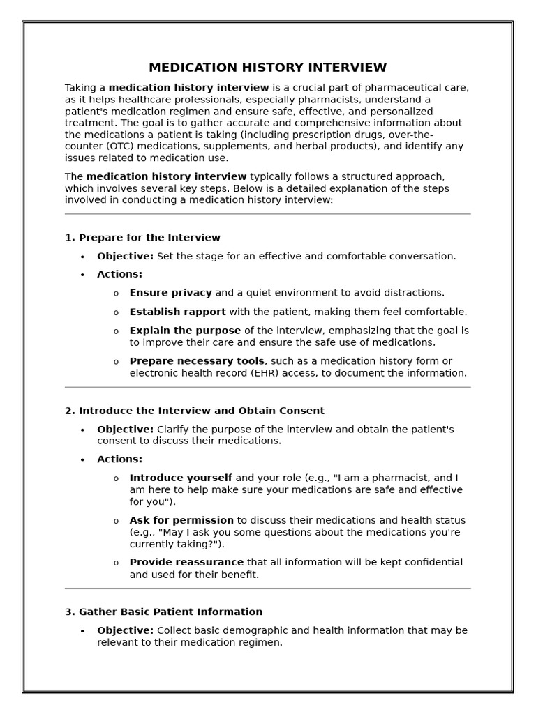 Medication History Interview | PDF | Over The Counter Drug | Electronic ...