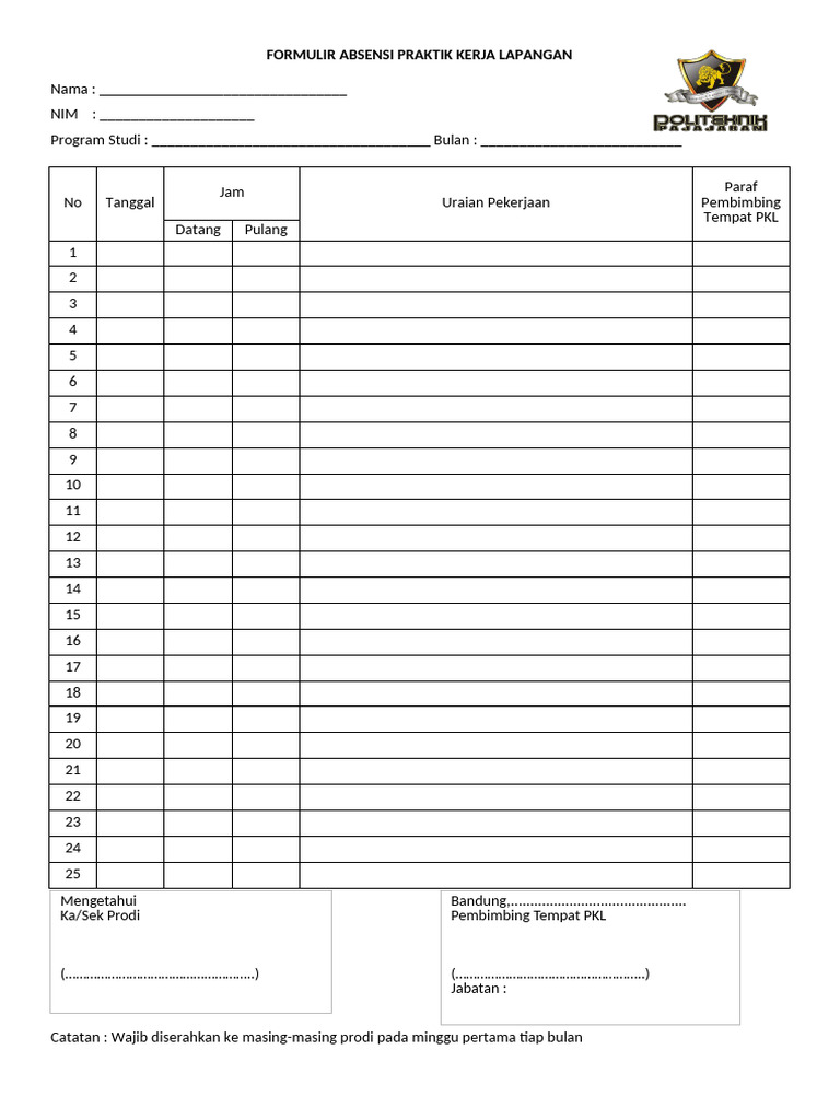 Absensi PKL | PDF