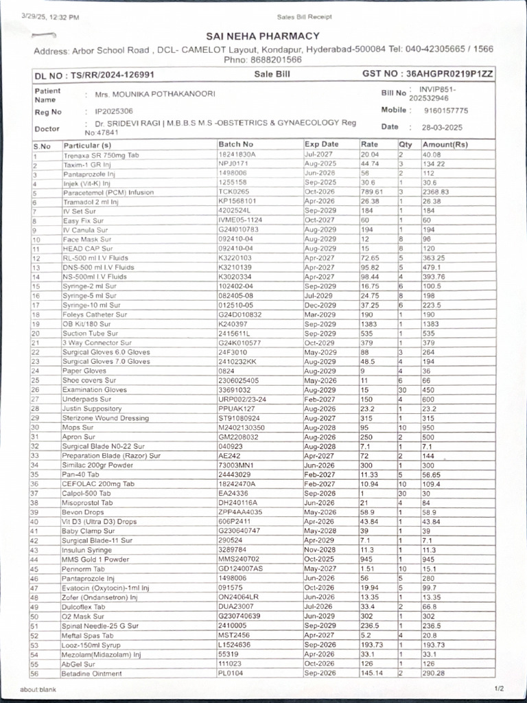Pharmacy Bill | PDF