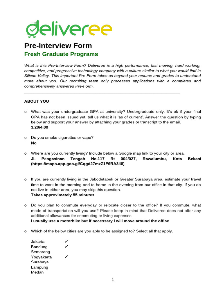 2025 Pre-Interview Fresh Graduate Programs | PDF
