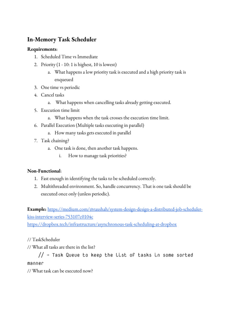 LLD - In-Memory Task Scheduler | PDF | Scheduling (Computing) | Thread (Computing)