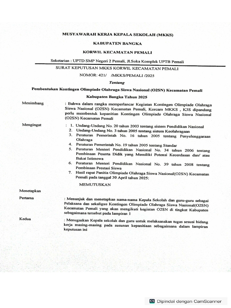 SK O2SN SMP Mkks 2025 | PDF