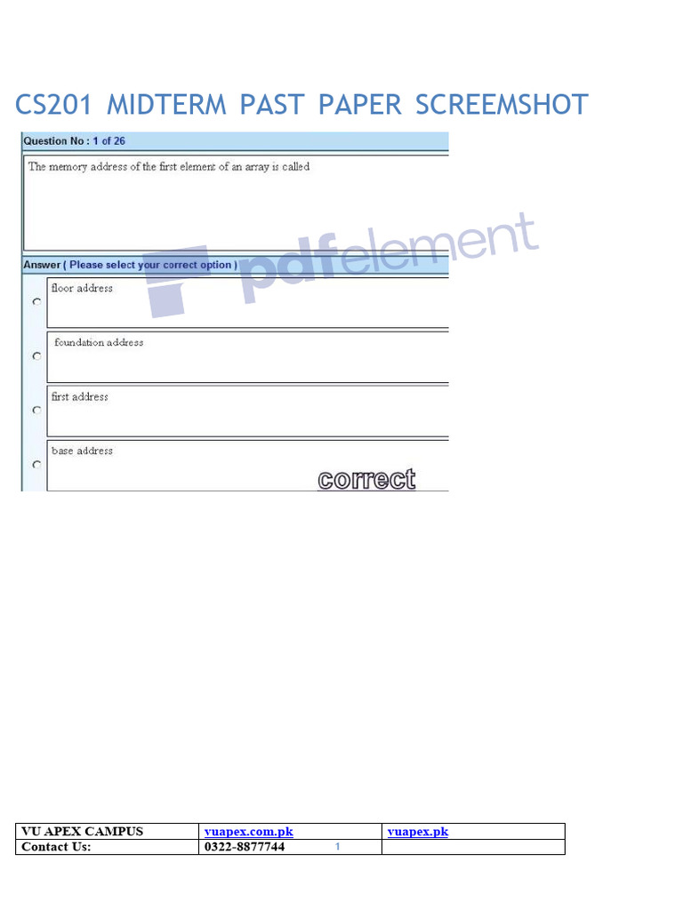 cs201 Midterm Solved Mcqs With Reference by Rana 3 | PDF