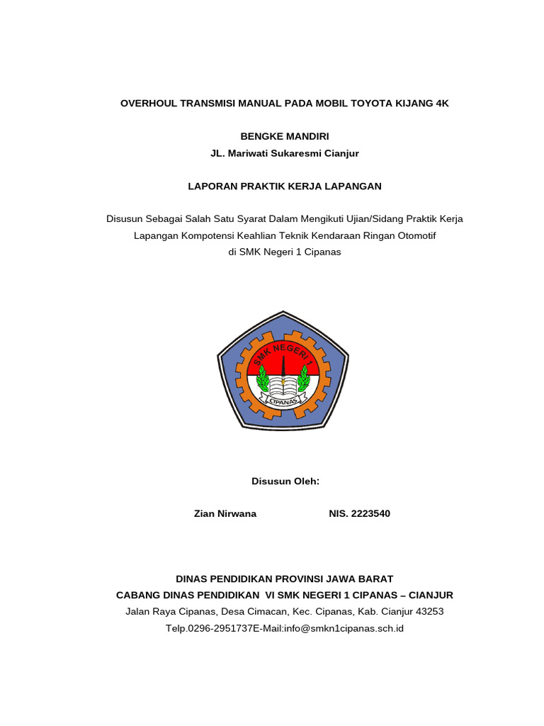 Laporan PKL Zian Nirwana Mandiri Sukaresmii DCM-2 | PDF