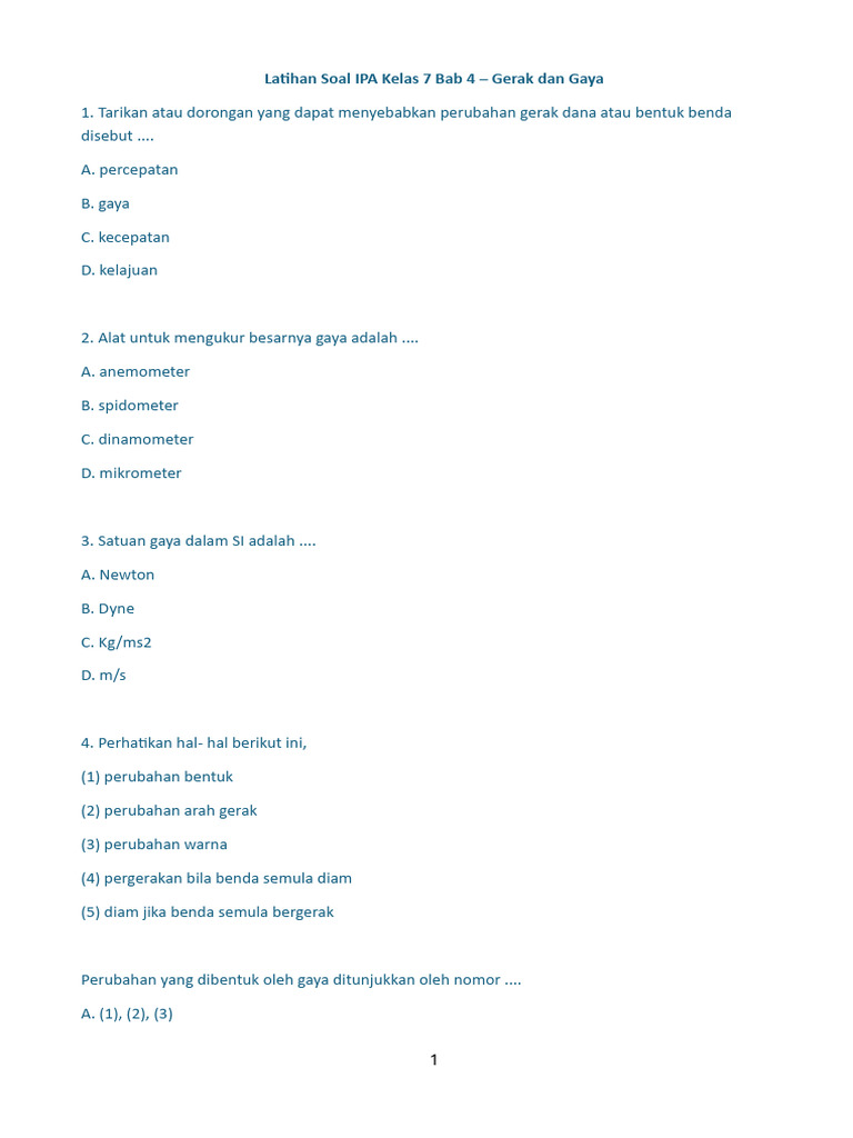 Refan - Latihan Soal IPA Kelas 7 - Part 1 | PDF