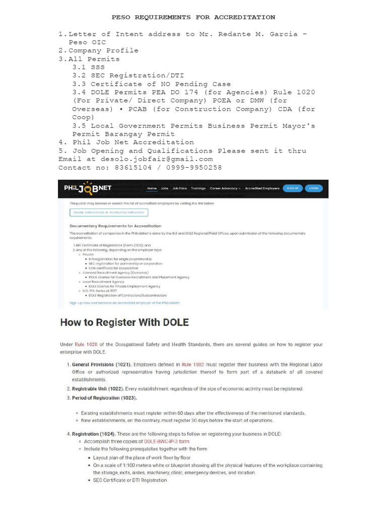 Peso Requirements For Accreditation | PDF