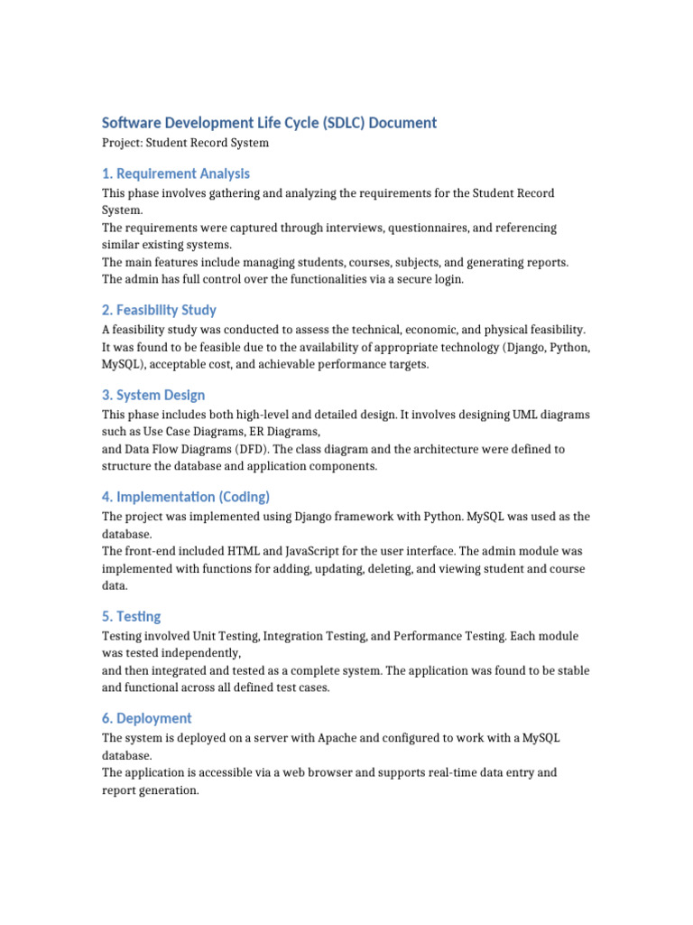 SDLC_Student_Record_System | PDF