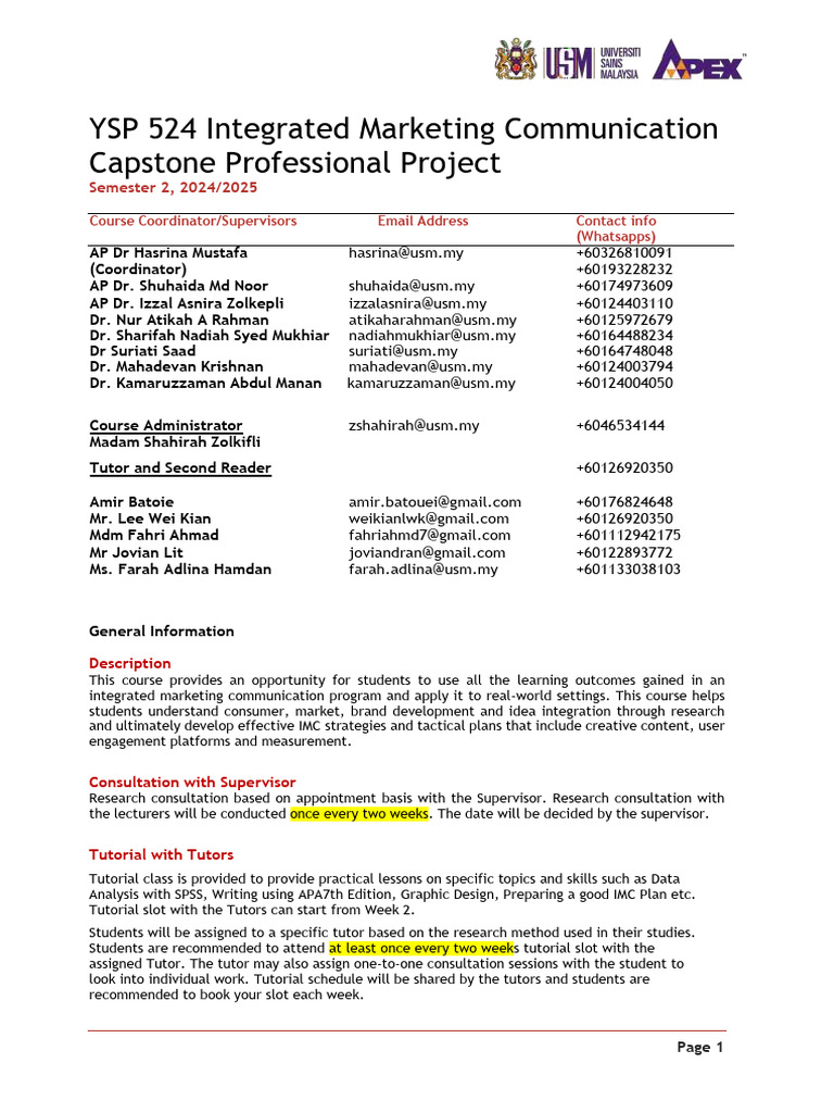 YSP524 CO Sem2 2024-2025 | PDF | Marketing Communications | Advertising