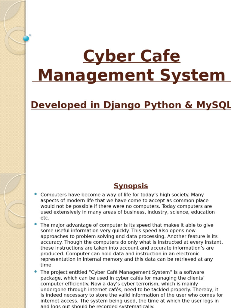 Cyber Cafe Management System in Django | PDF | Information Technology ...