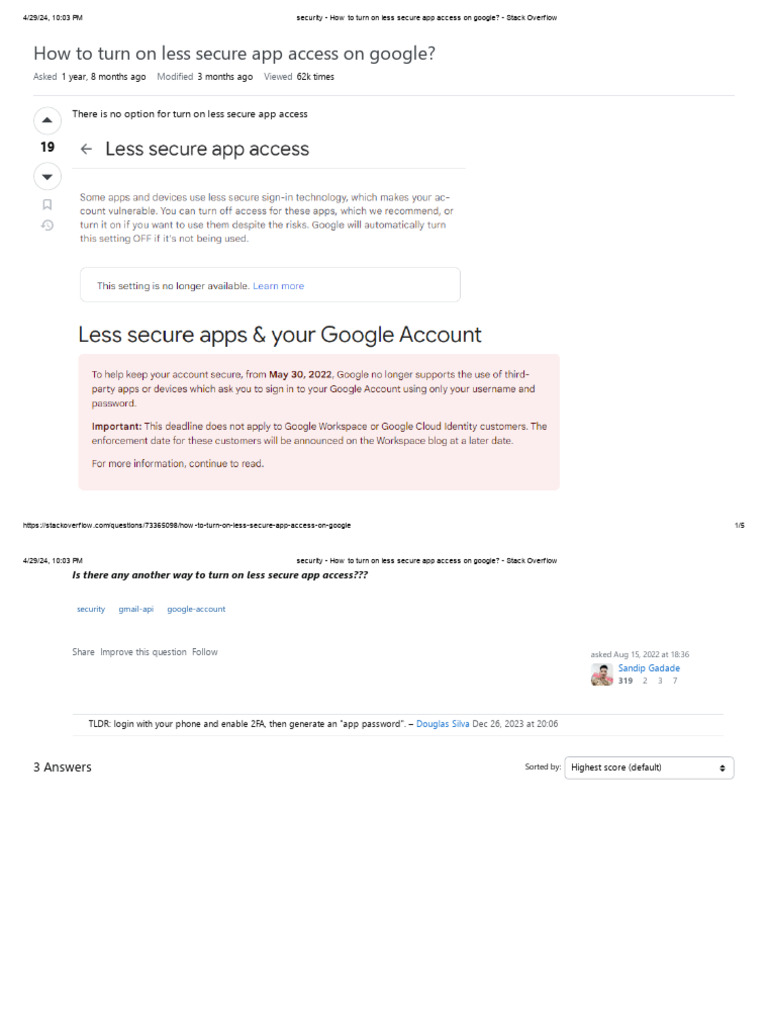 Security - How To Turn On Less Secure App Access On Google - Stack Overflow | PDF | Password ...