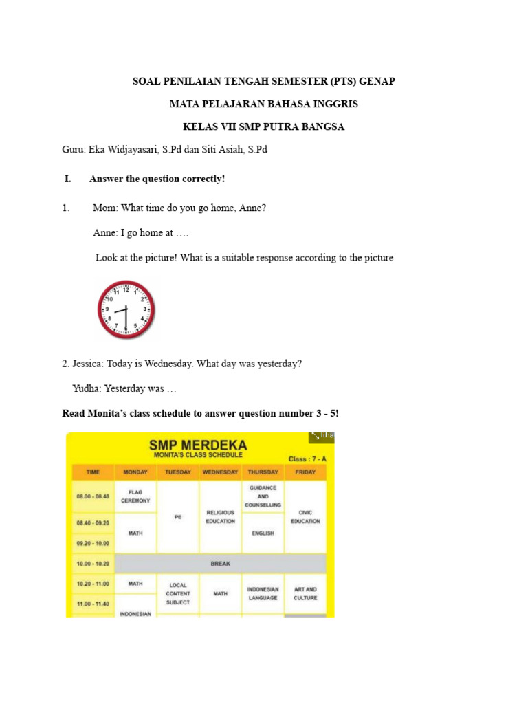 Soal PTS Genap Kelas 7 2425 | PDF