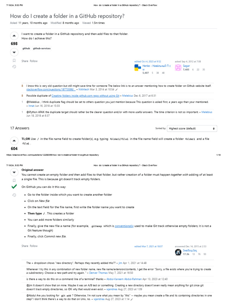 How Do I Create A Folder In A Github Repository Stack Overflow Pdf Computer File