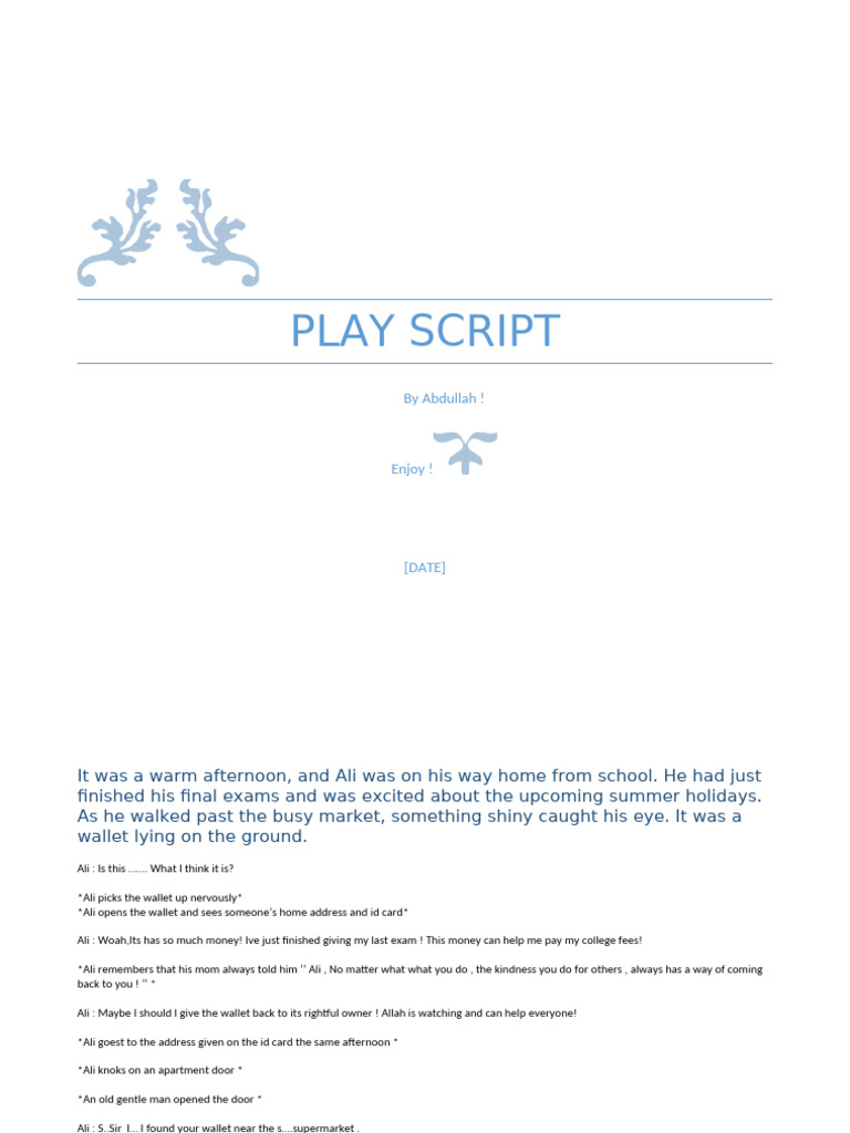 Play Script (Solved) | PDF