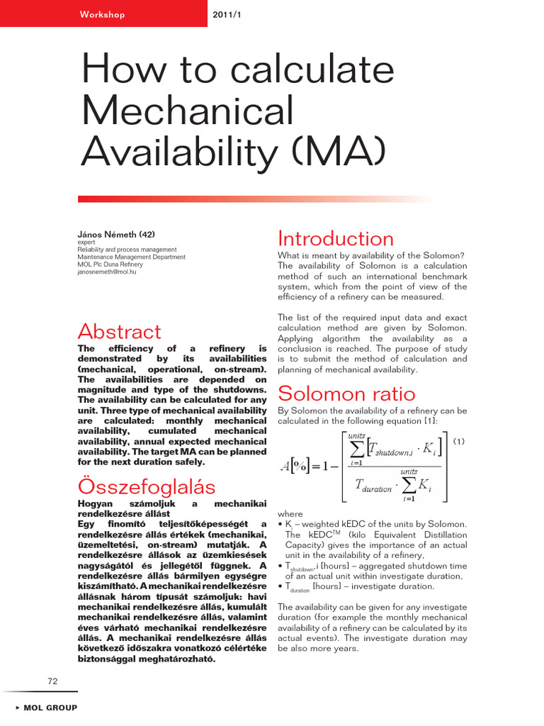 How To Calculate Mechanical Availability | PDF | Applied Mathematics