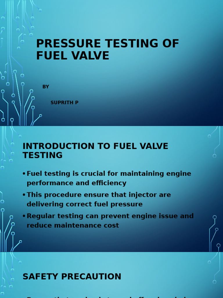 Fuel Valve Pressure Testing Guide | PDF
