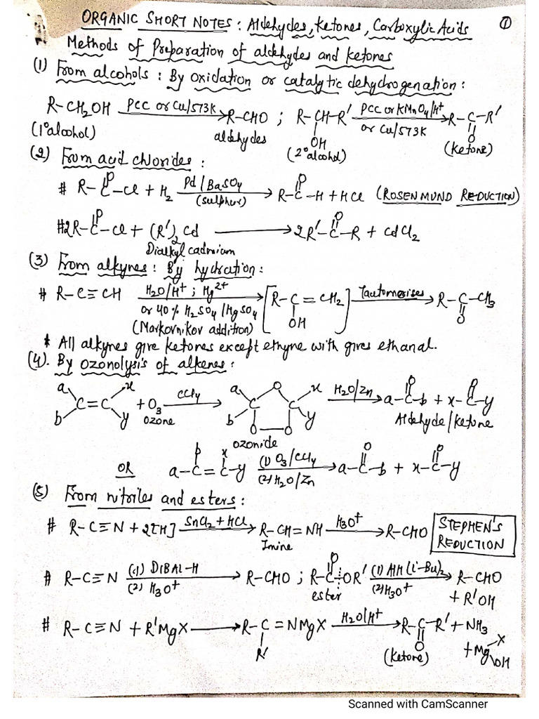 Class 12 Aldehydes, Ketones & Carboxylic Acids Short Notes | PDF