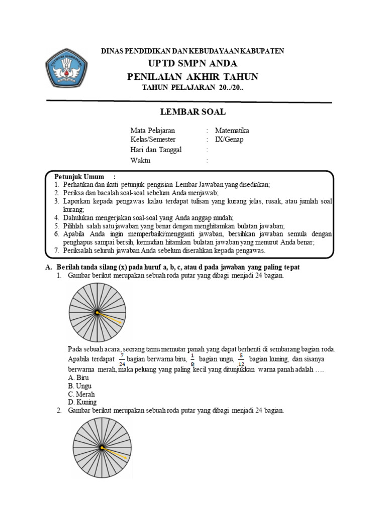 Soal PTS 2 MTK Kelas 9 K13 | PDF