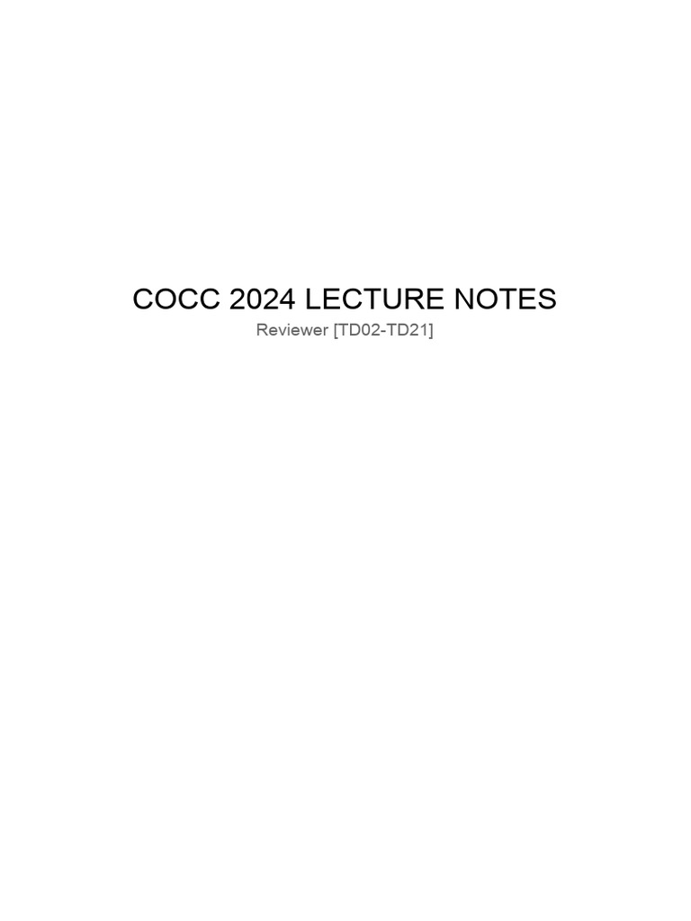 COCC 2024 Lecture Notes Overview | PDF | Stress (Biology) | Anxiety