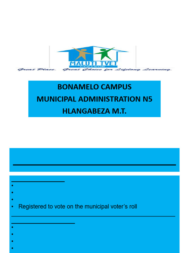 N5 Municipal Admin Module 8 Municipal Elections | PDF | Elections | Voting