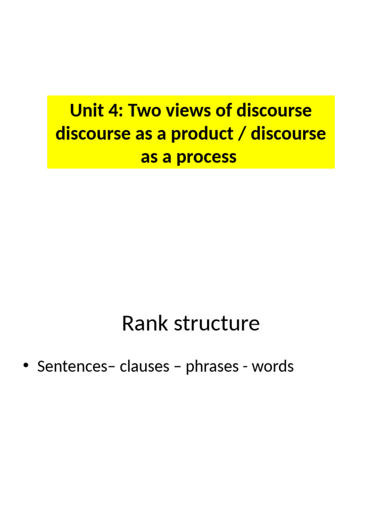 Unit 4 - 2 - TWO VIEWS OF DISCOURSE STRUCTURE - BIRMINGHAM SCHOOL ...